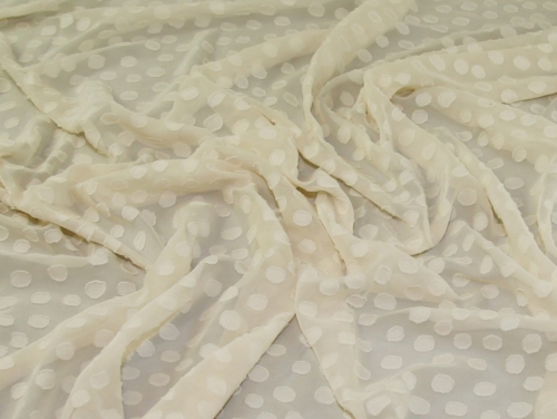 Swiss Clip Jacquard Sheer Chiffon Fabric Cream Minerva